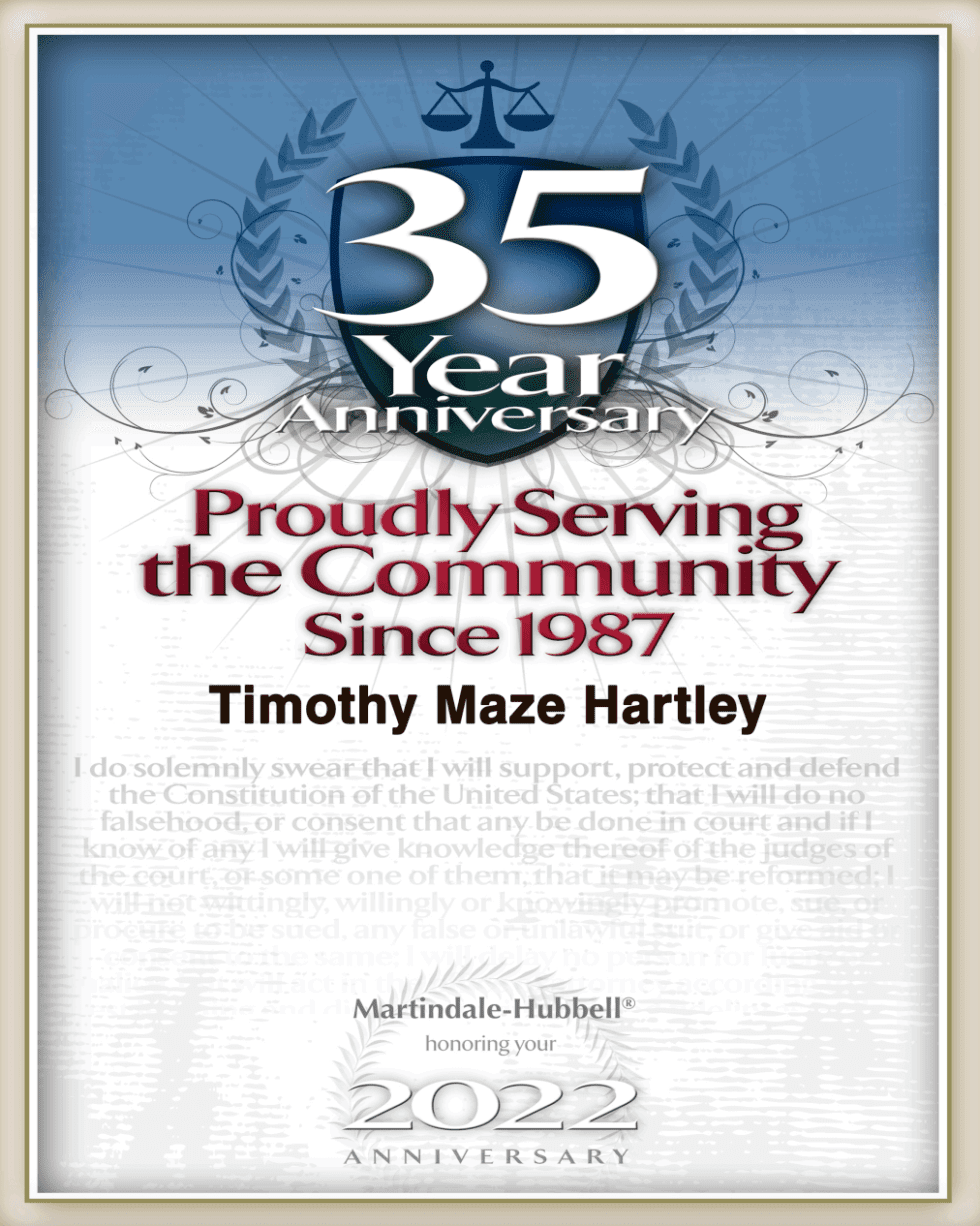 Hartley Law Offices | AV Rated Attorney Timothy M. Hartley